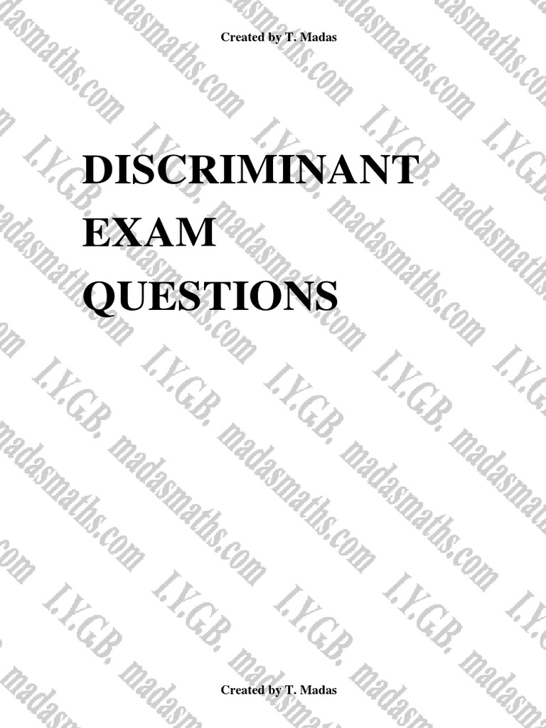 Discriminant Exam Questions | PDF