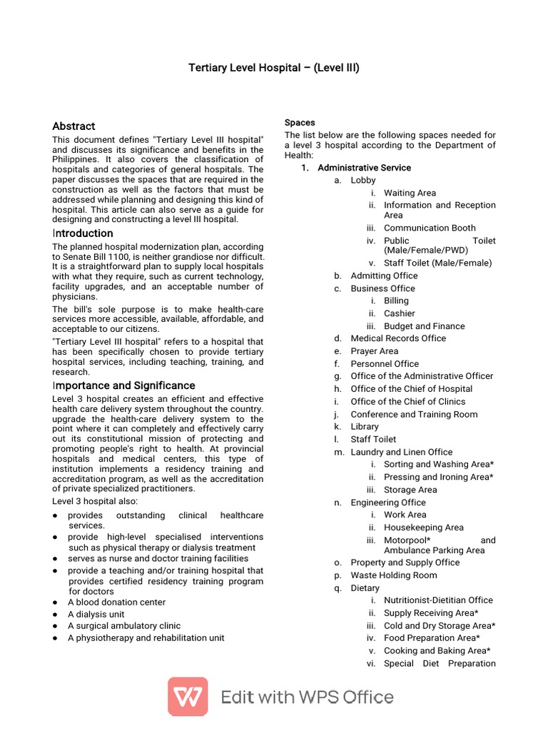 Level 3 Hospital Research | PDF