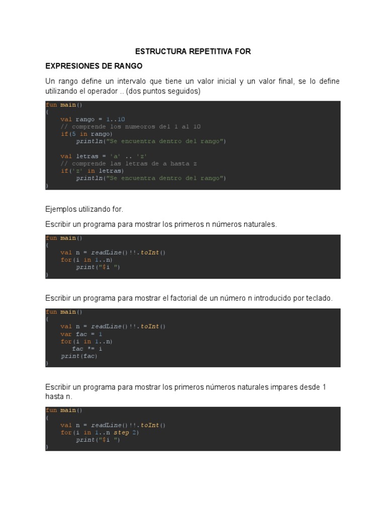 ESTRUCTURA REPETITIVA FOR | PDF