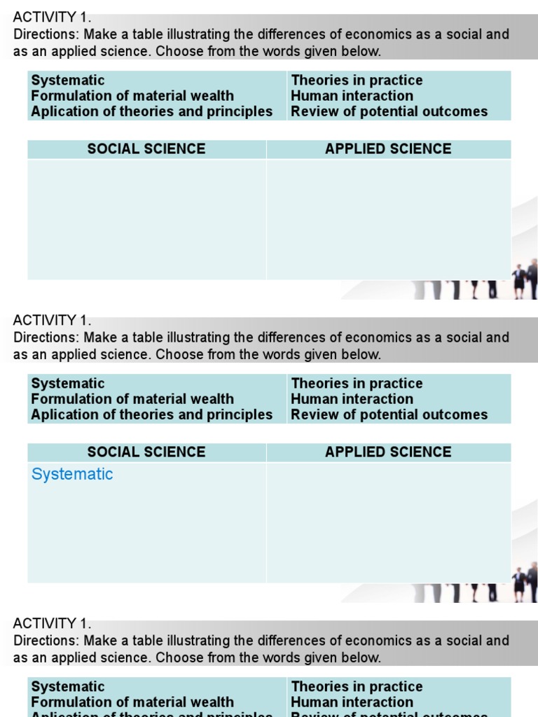 Activity 1 Social Science VS Applied Science | PDF