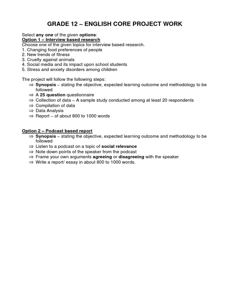 Grade 12 English Project Work | PDF | Self-Improvement