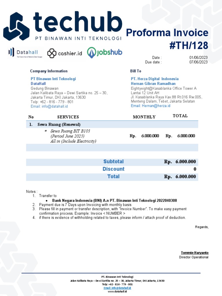 128 - Proforma Invoice - Hernan Gibran Ramadhan (PT Herza Digital ...