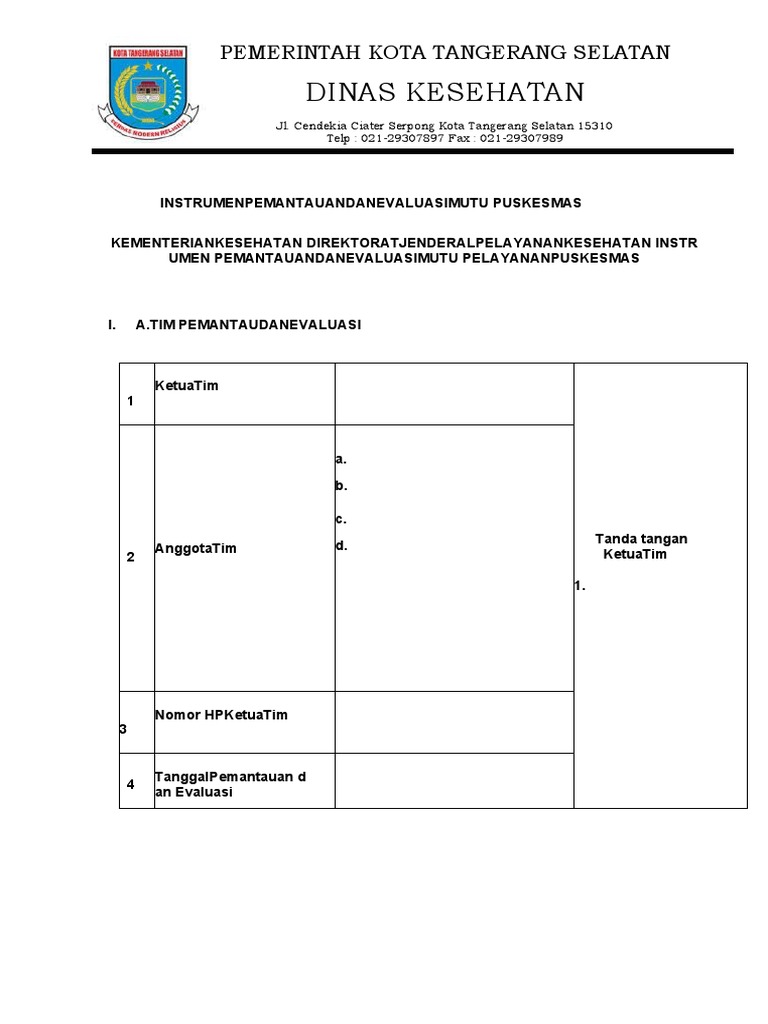 Form TPCB Dinkes Tangsel (KMP) | PDF | Sains & Matematika