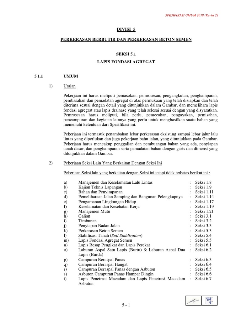 5 Spesifikasi Umum 2018 Rev 2 Divisi 5 | PDF