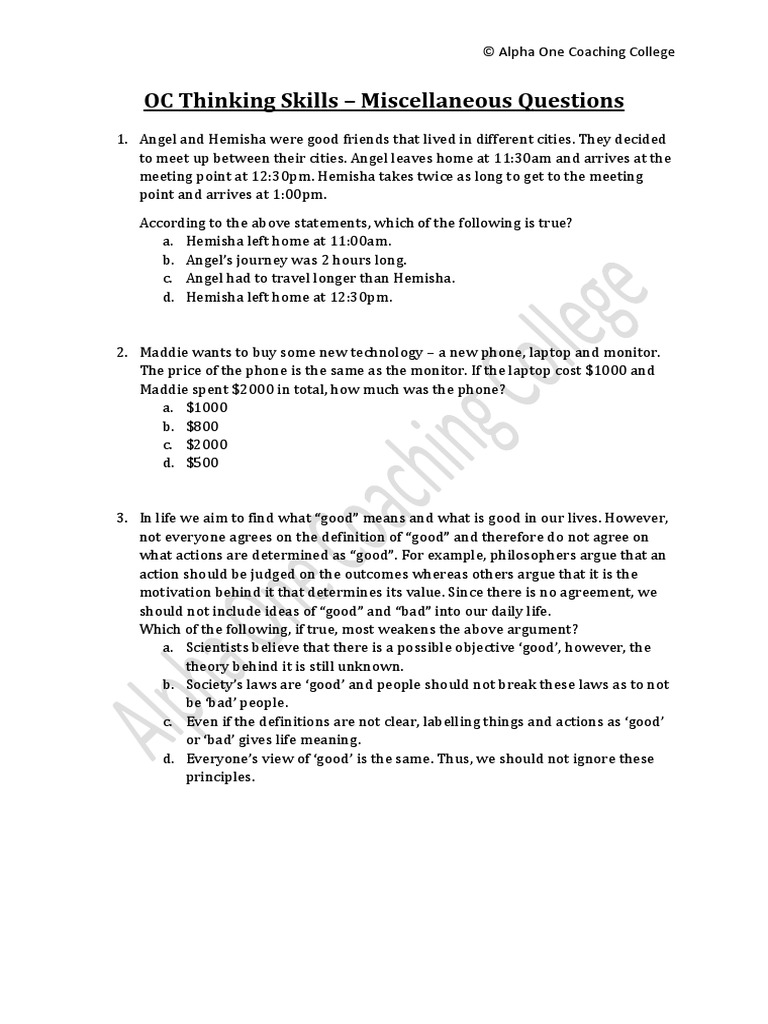 Oc Thinking Skills Miscellaneous Pdf