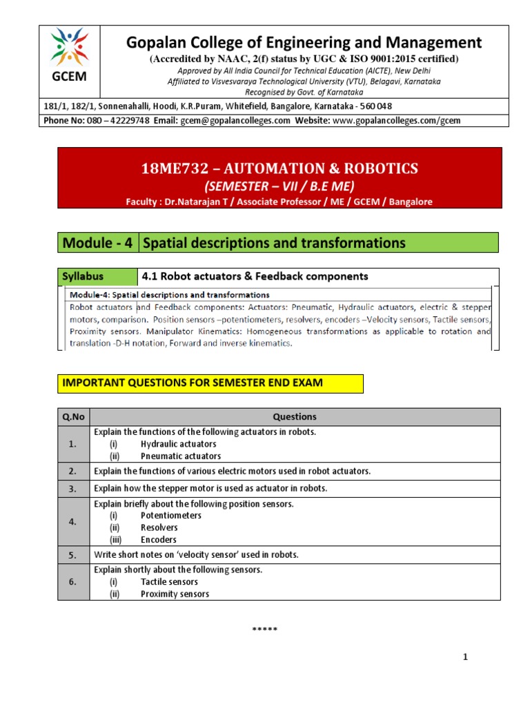 AR - Module 4 - 4.1 - Robot Actuators and Feedback Components | PDF ...