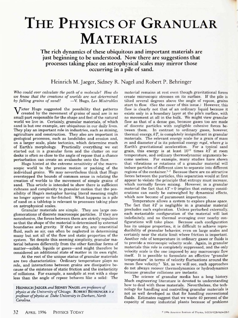 Understanding Granular Materials Dynamics | PDF