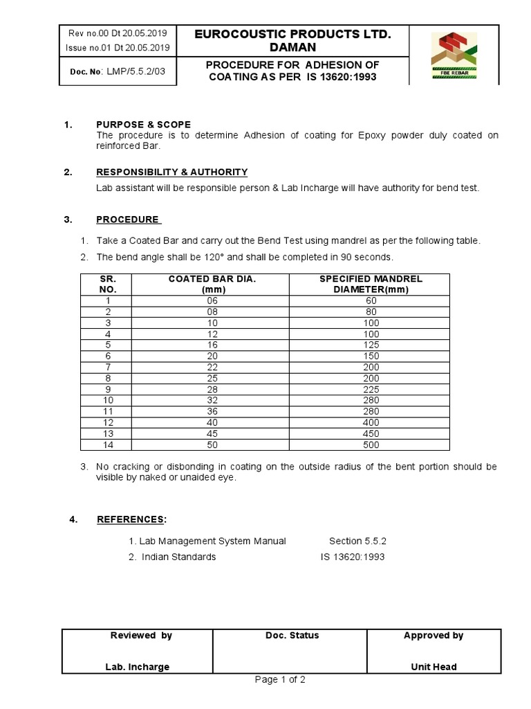 03 Procedure For Bend Test | PDF | Building Materials | Physical Sciences