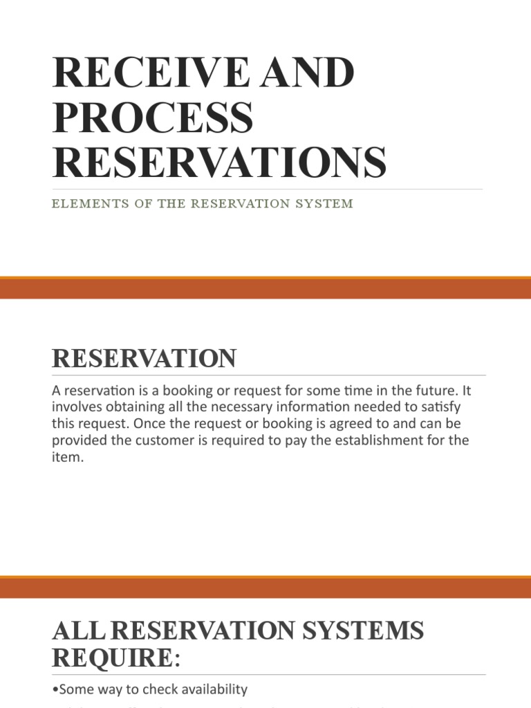 Receive and Process Reservations (2) | PDF
