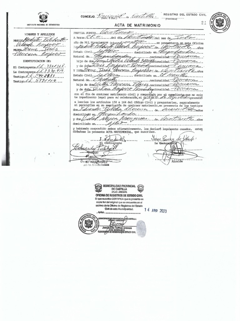 Partida de Matrimonio | PDF