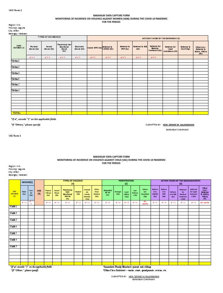 VAW VAC Form 1 | PDF