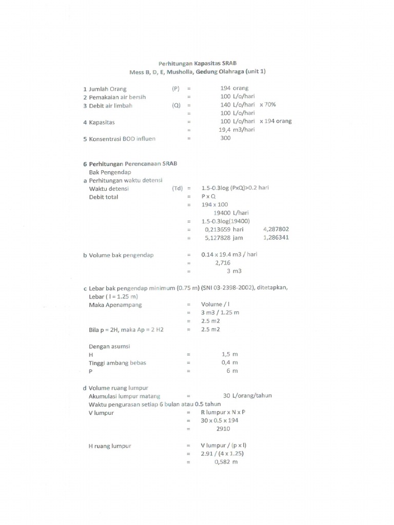 06 Perhitungan Dimensi IPAL | PDF