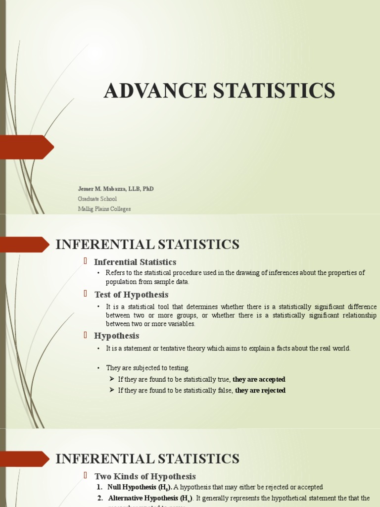 Inferential Statistics | PDF | Statistics | Type I And Type Ii Errors