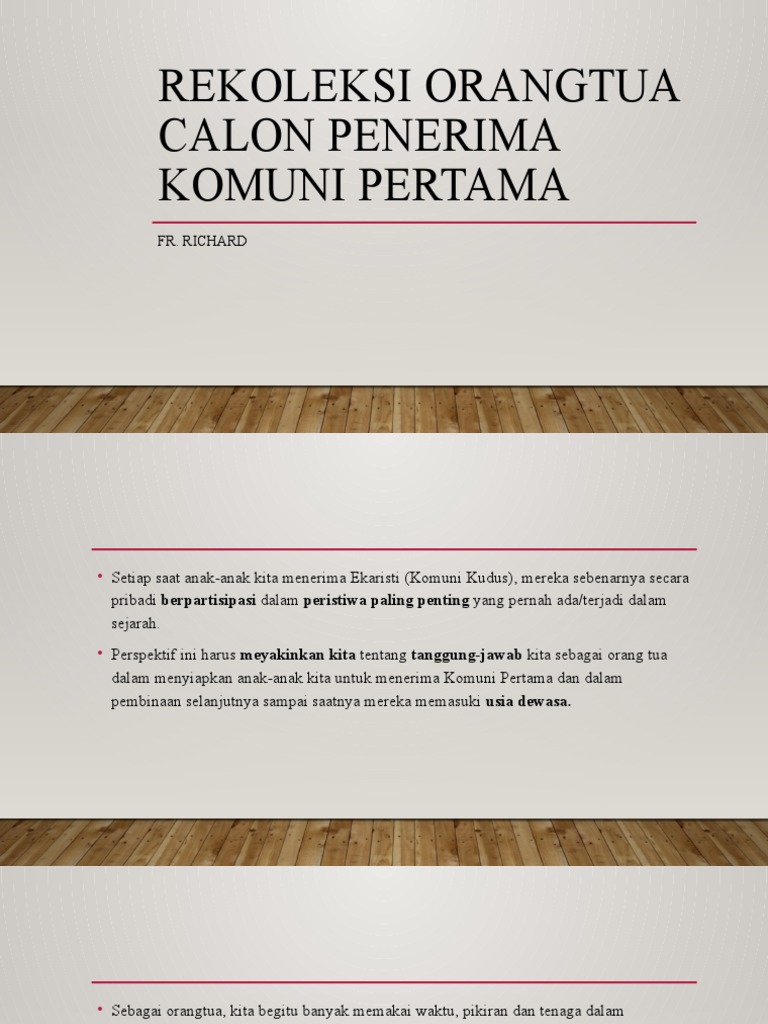 REKOLEKSI Orangtua Calon Penerima Komuni Pertama | PDF