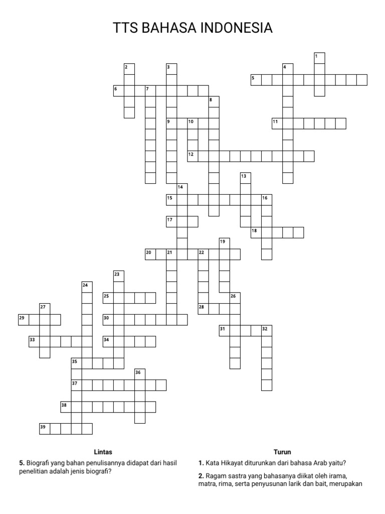 TTS BAHASA INDONESIA - Lab Teka Teki Silang (1) | PDF