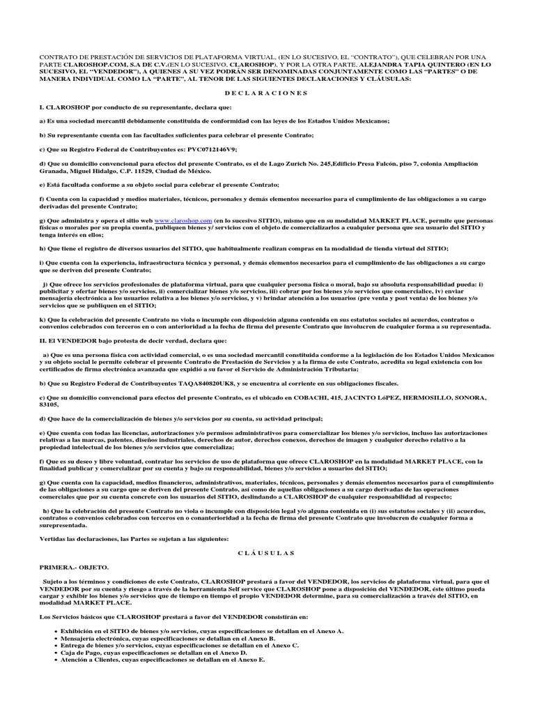 Contrato Claro Shop | PDF