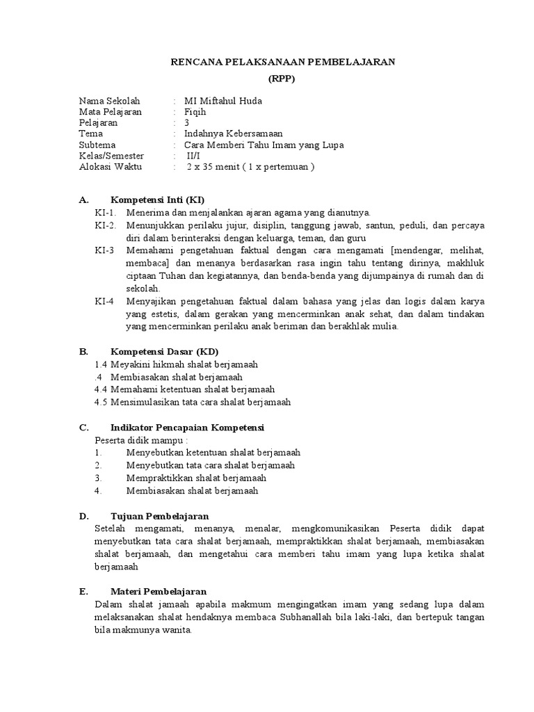 RPP Fiqih Kls 2-10 SMT 1 | PDF | Pengembangan Diri | Kesehatan Holistik