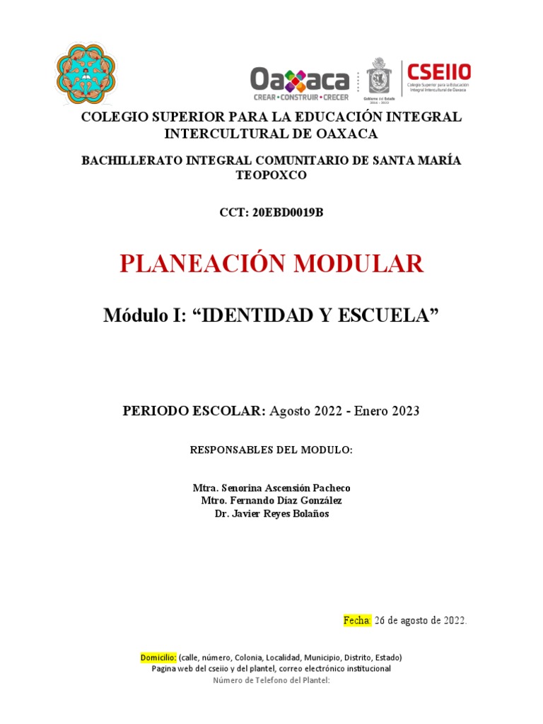 Planeación Modular I | PDF | Evaluación | Maestros