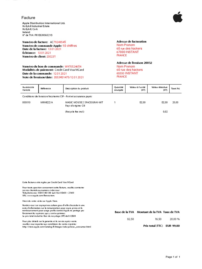 Facture Apple 2021-CLean | PDF