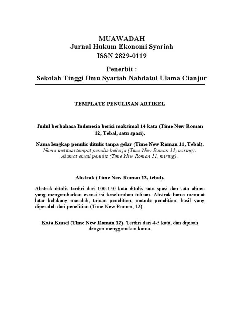 Template Penulisan Artikel | PDF