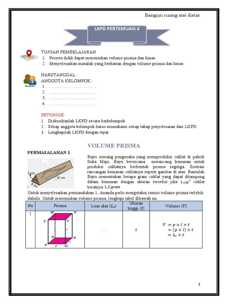 Lkpd-Volume Prisma Dan Limas-1 | PDF
