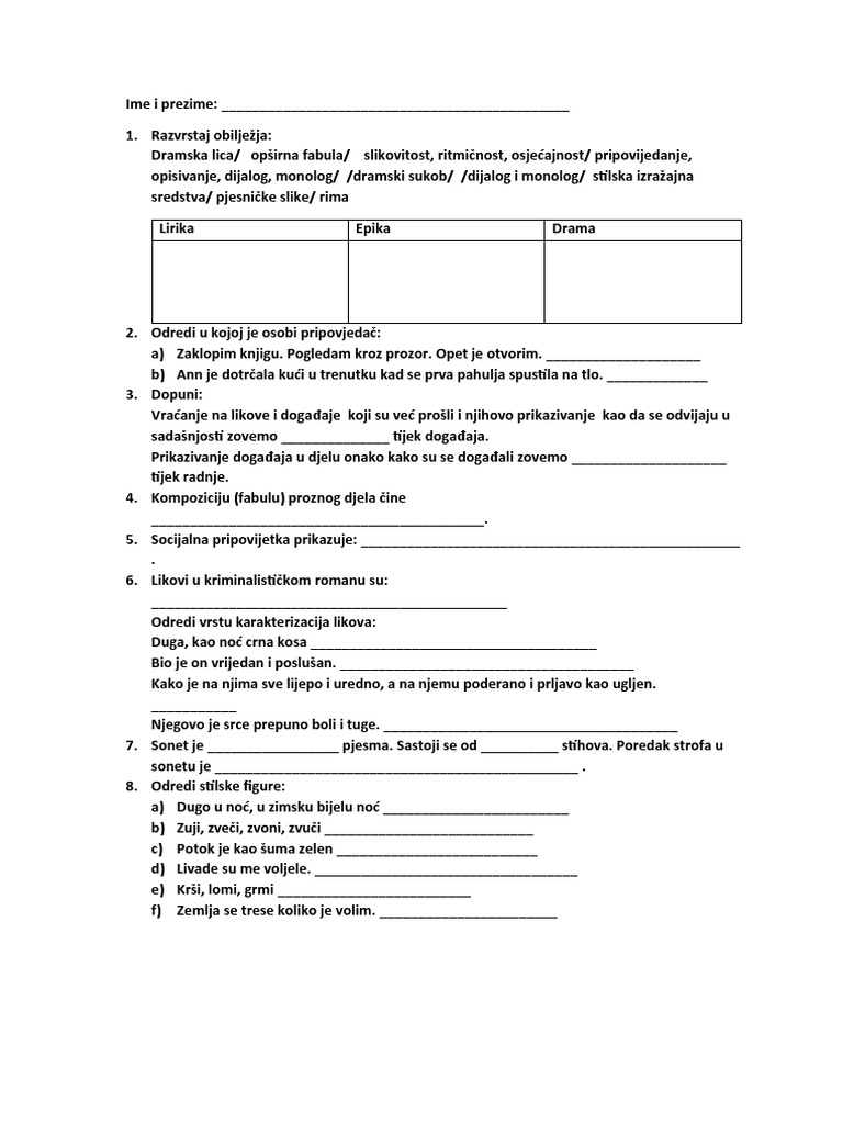 Ispit Sedmi Razred | PDF