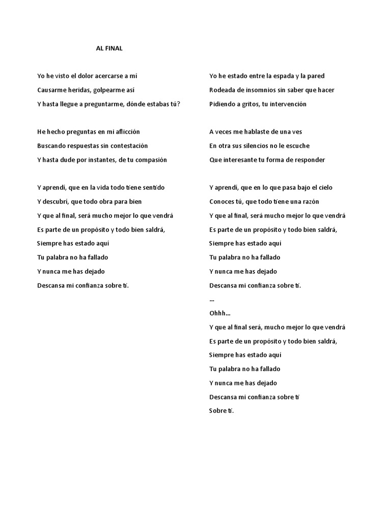 Al Final - Letra | PDF
