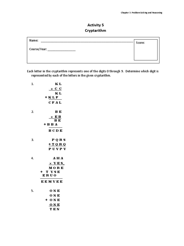 Cryptarithm | PDF