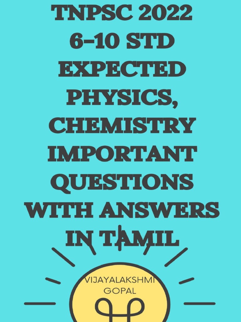 Tnpsc 2022 6-10 Std Physics & Chemistry Most Expected & Important Questions With Answers in ...