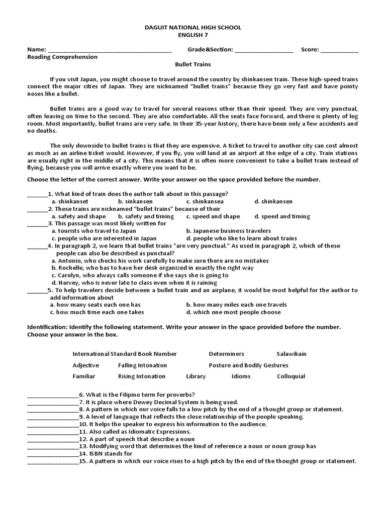 Achievement Test PDF Linguistics Human Communication
