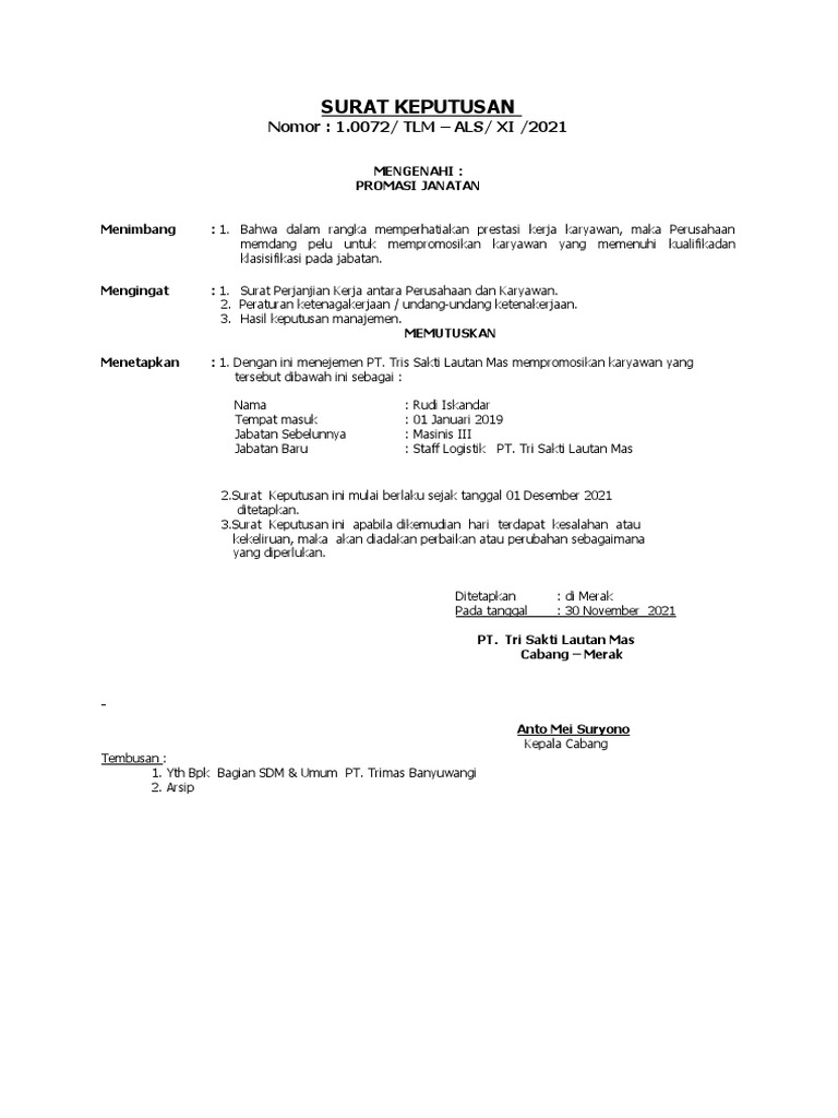 SURAT KEPUTUSAN | PDF