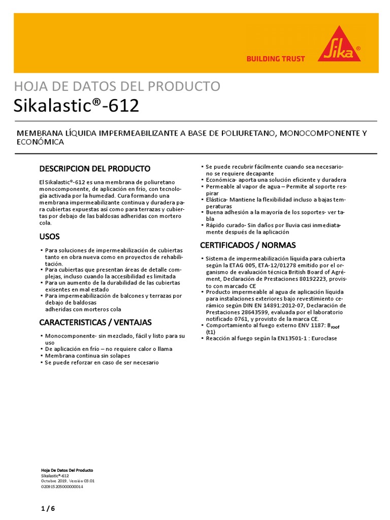Sikalastic - 612 | PDF | Hormigón | Sólido