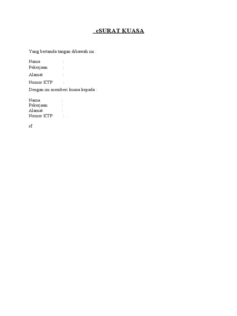 Draft Surat Kuasa Ambil SHM | PDF