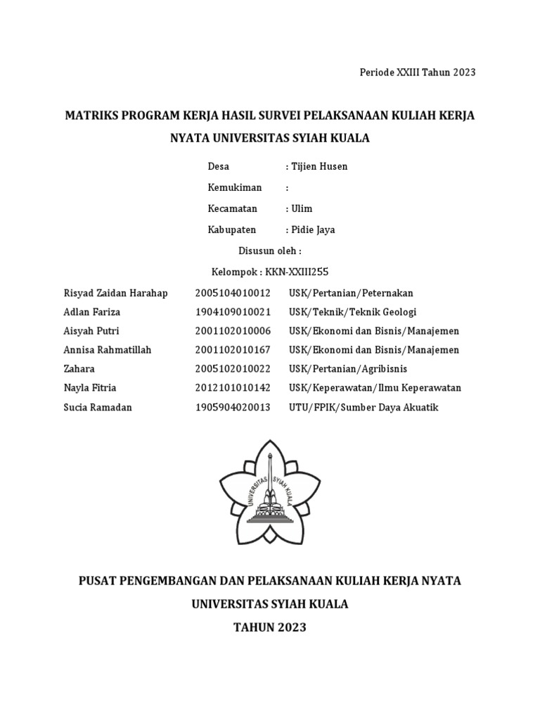 MATRIKS KKN Periode XXIII Tahun 2023 | PDF