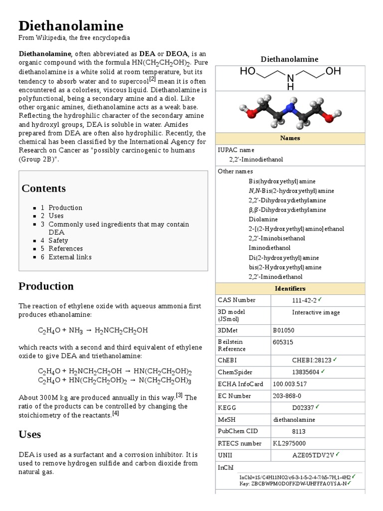 Diethanolamine | PDF