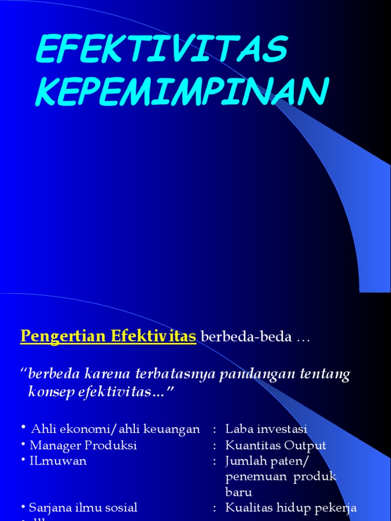 Kepemimpinan Efektif | PDF Kepemimpinan Efektif | PDF