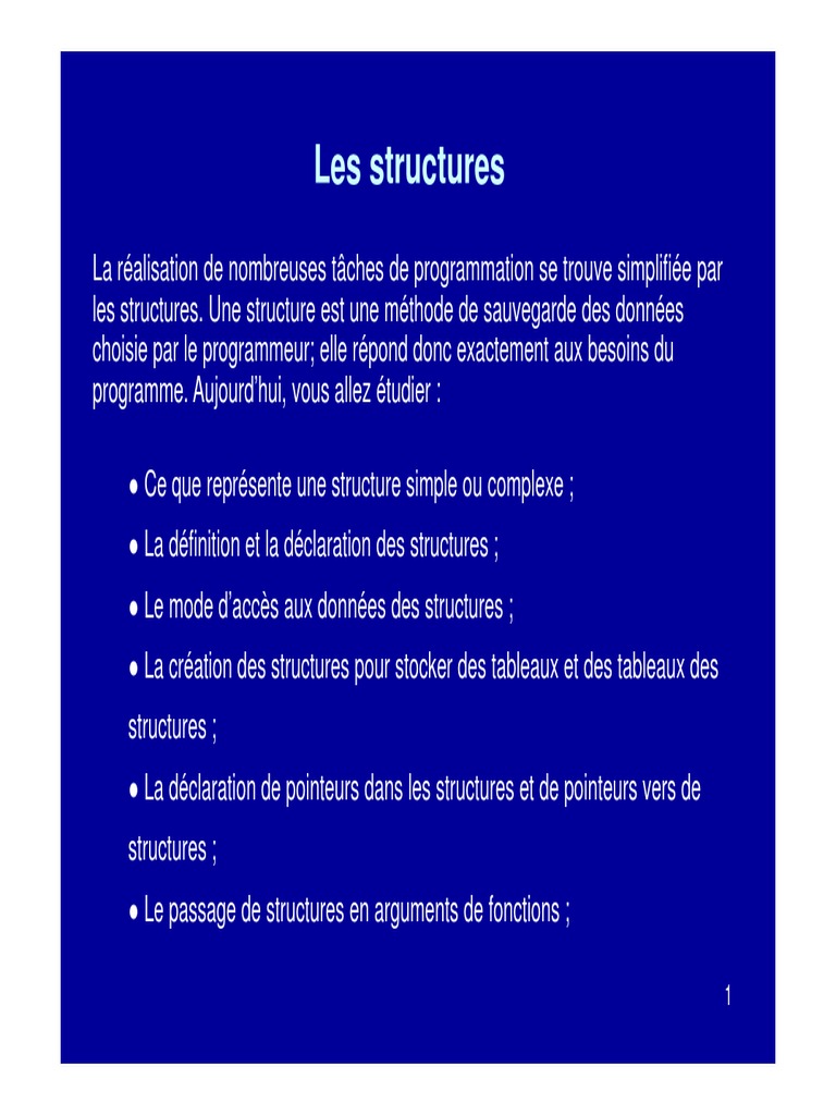 Structures en C : Définition et Utilisation | PDF | Pointeur ...