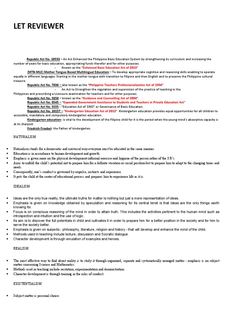 Let Reviewer | PDF | Learning | Curriculum