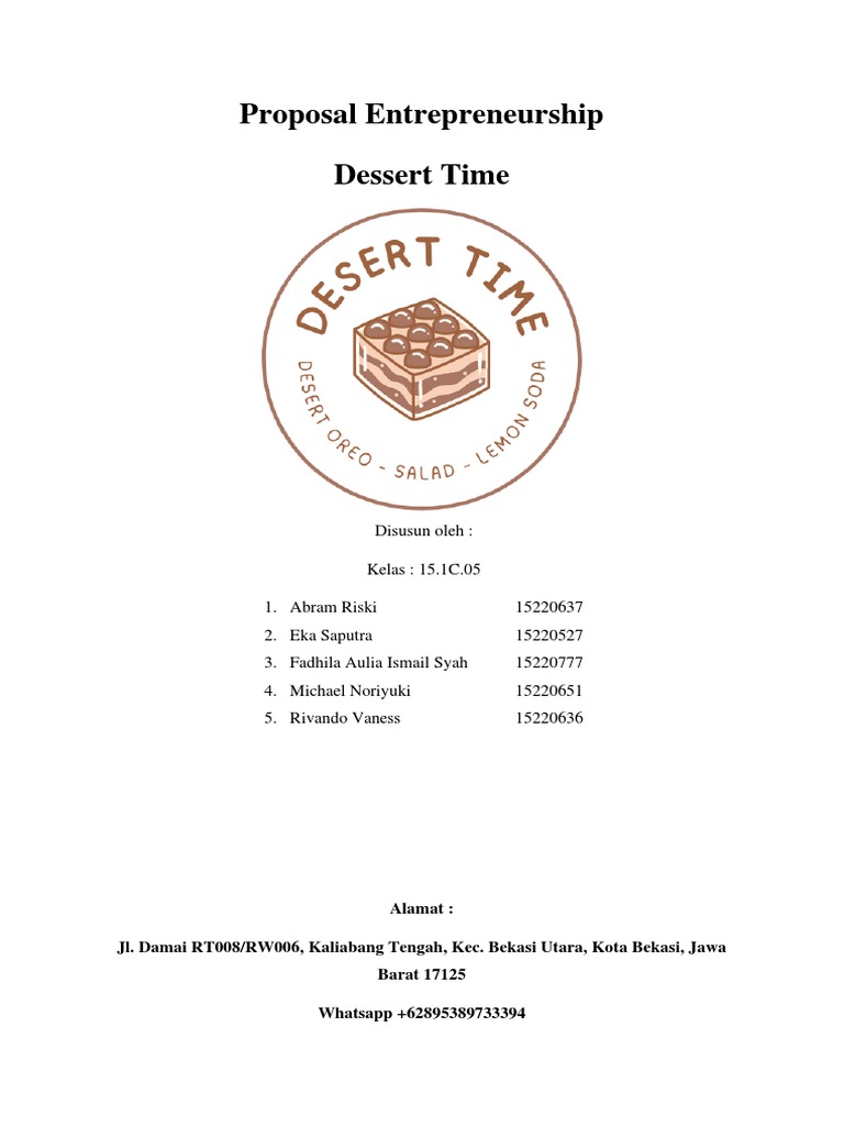 Proposal Dessert Time | PDF | Karier & Perkembangan | Bisnis