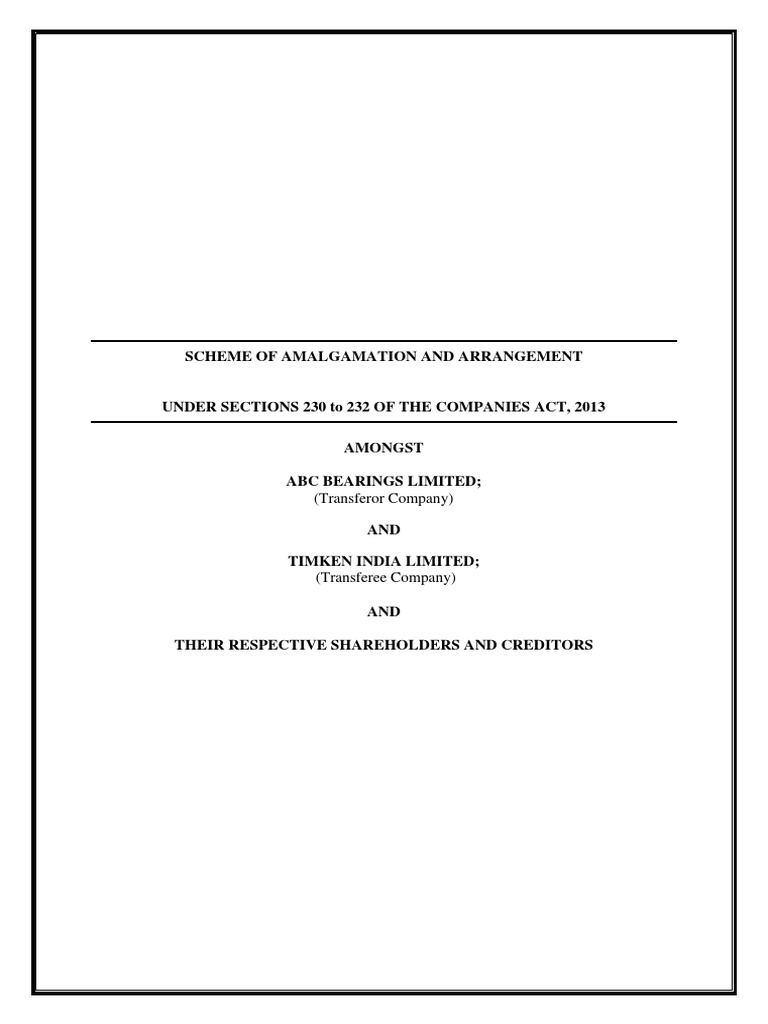 Amalgamation Scheme: ABC Bearings & Timken | PDF