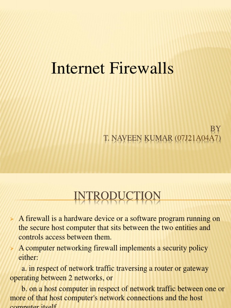 Understanding Internet Firewalls | PDF | Firewall (Computing ...