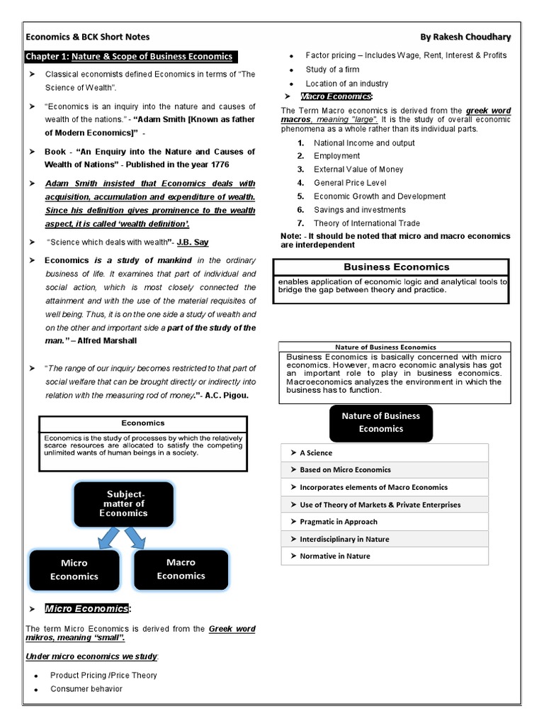 Economics Short Notes | PDF | Demand | Price Elasticity Of Demand