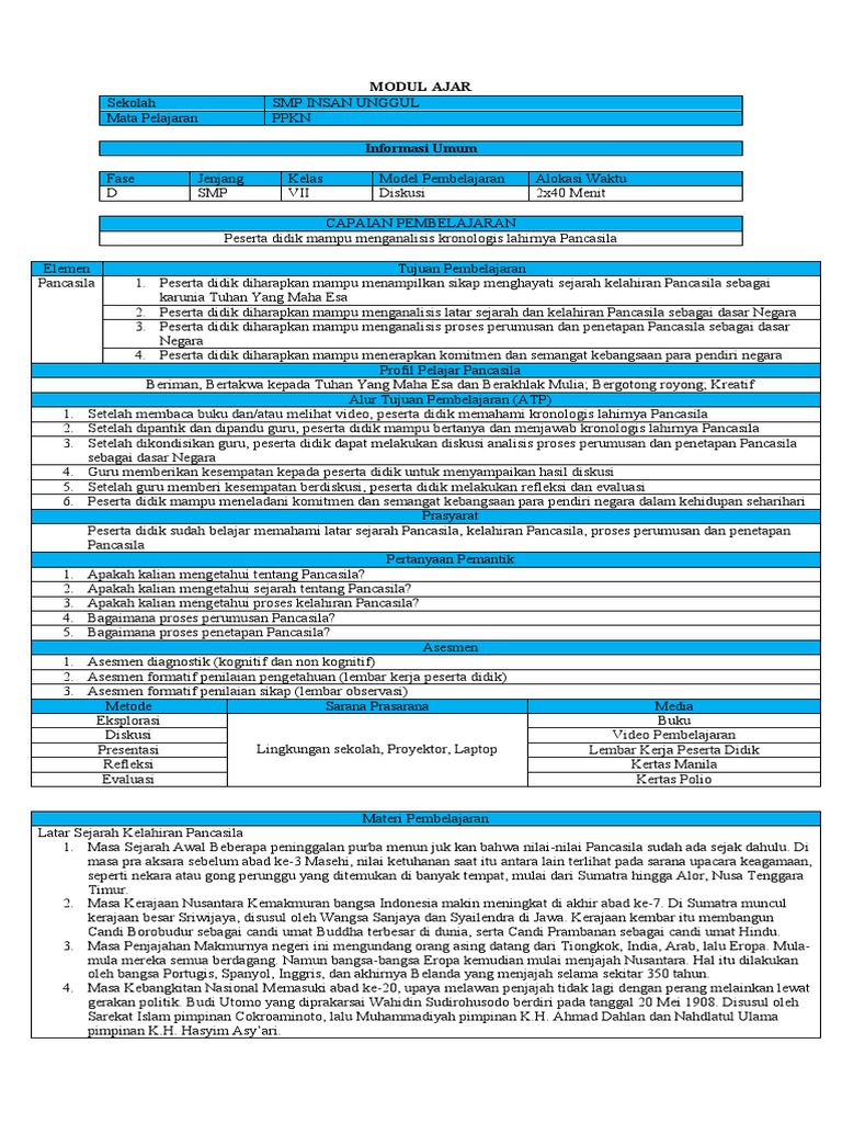 Modul Ajar PKN SMP | PDF