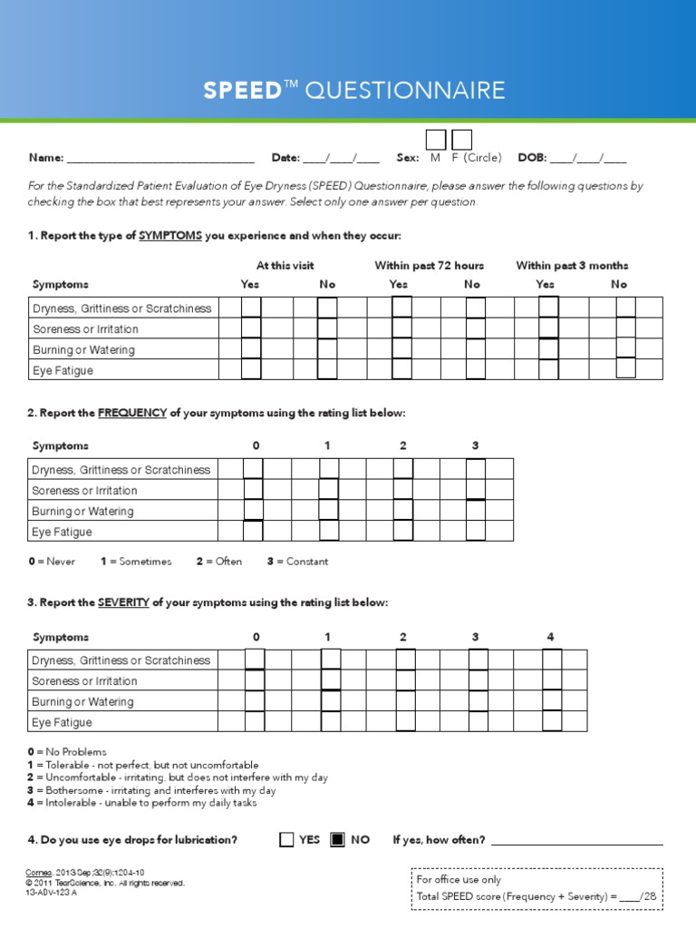 SPEED Questionnaire | PDF