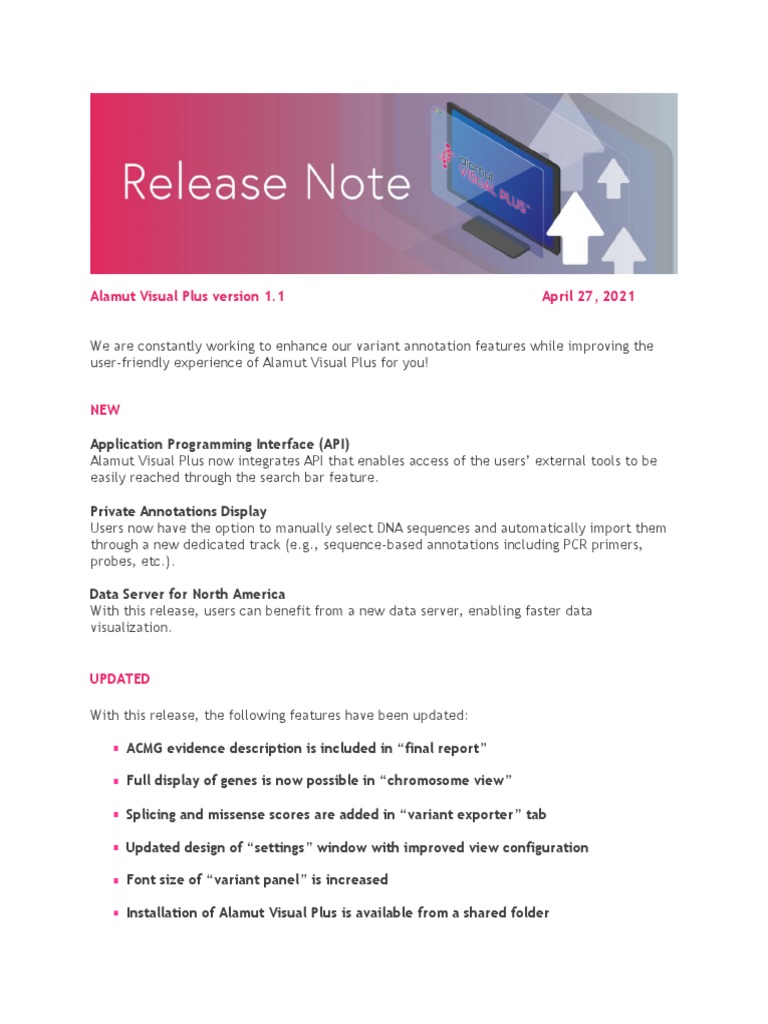 Alamut Visual Plus Release Note | PDF
