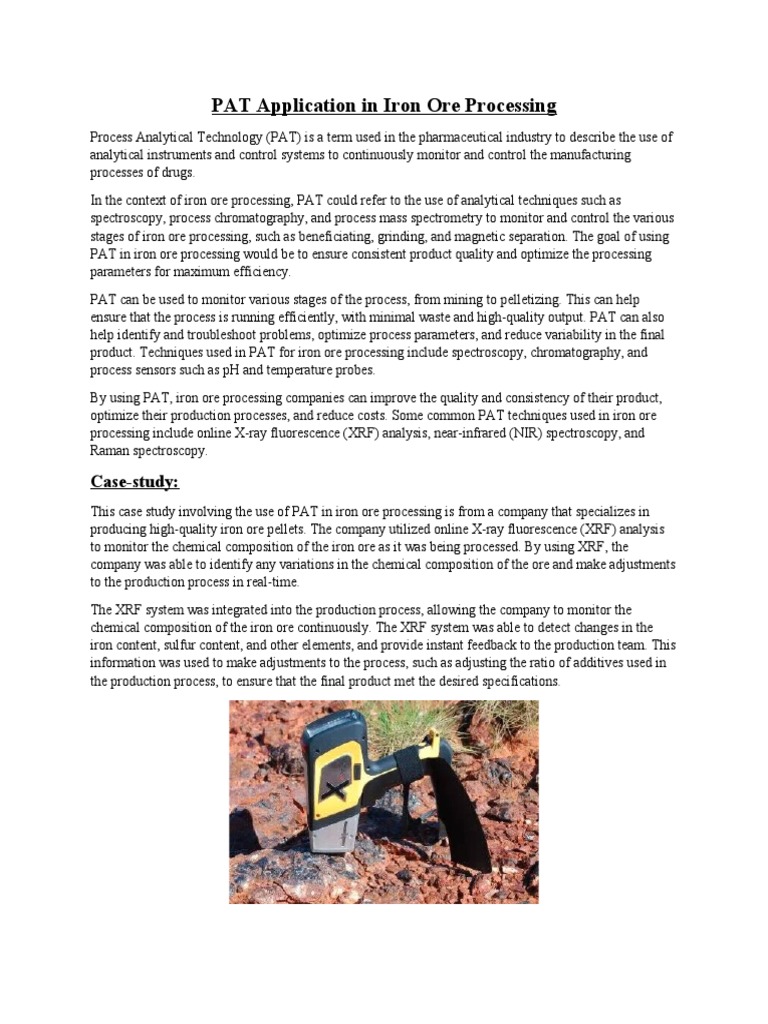 PAT Application in Iron Ore Processing | PDF