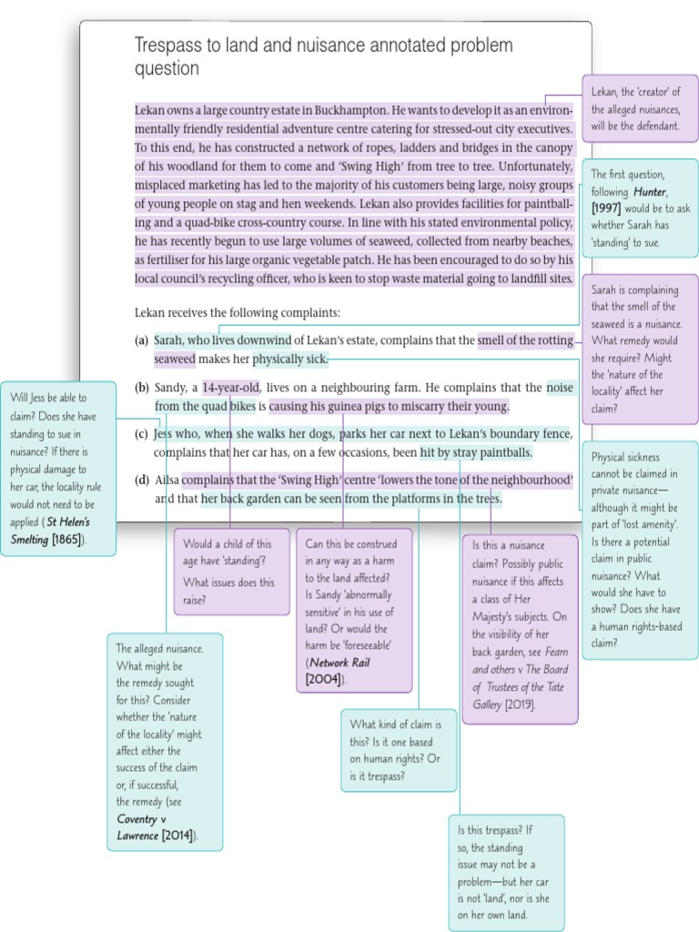 Nuisance Annotated Problem Question | PDF | Nuisance | Common Law