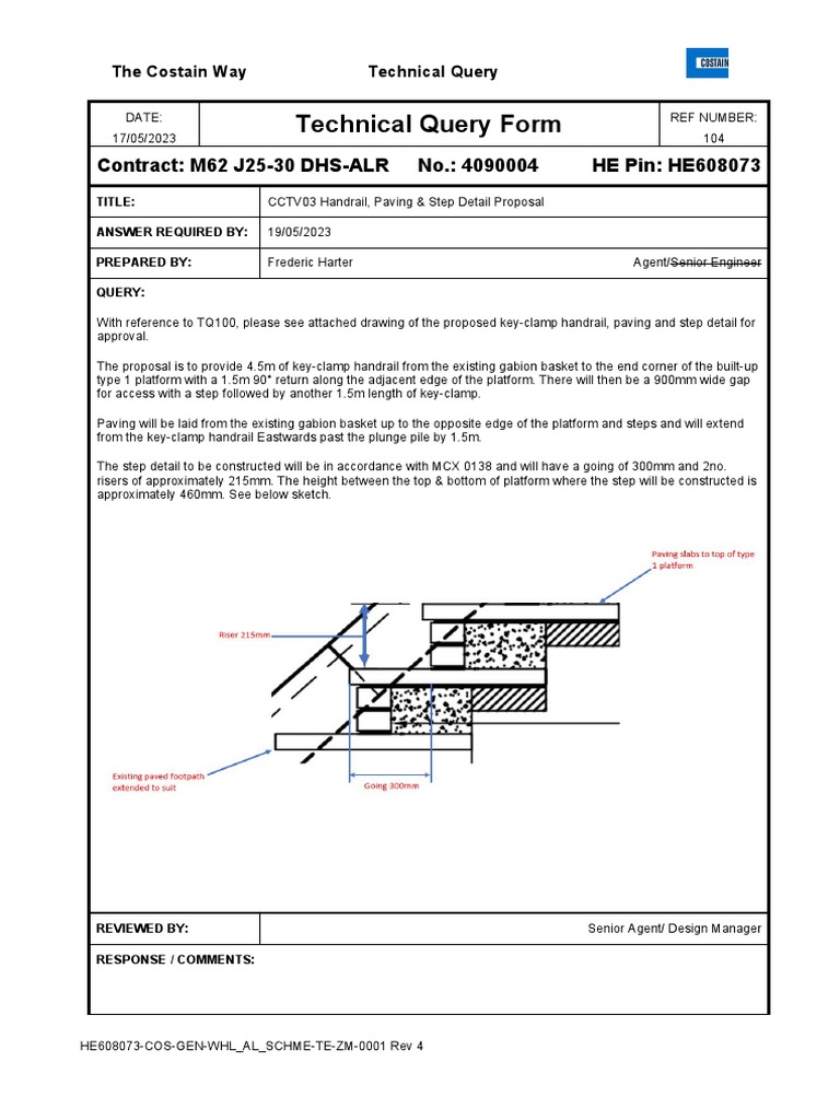 Technical Query Form: Contract: M62 J25-30 DHS-ALR No.: 4090004 HE Pin ...