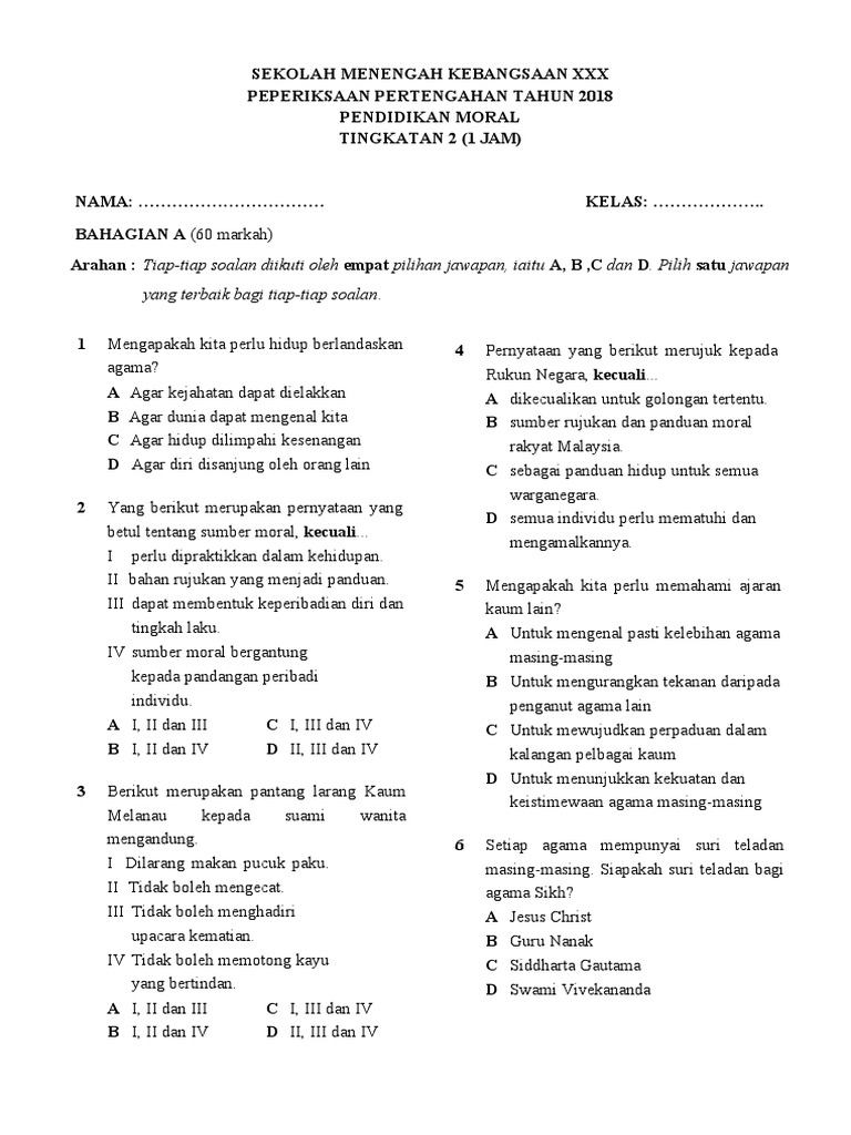 Pendidikan Moral Tingkatan 2 | PDF