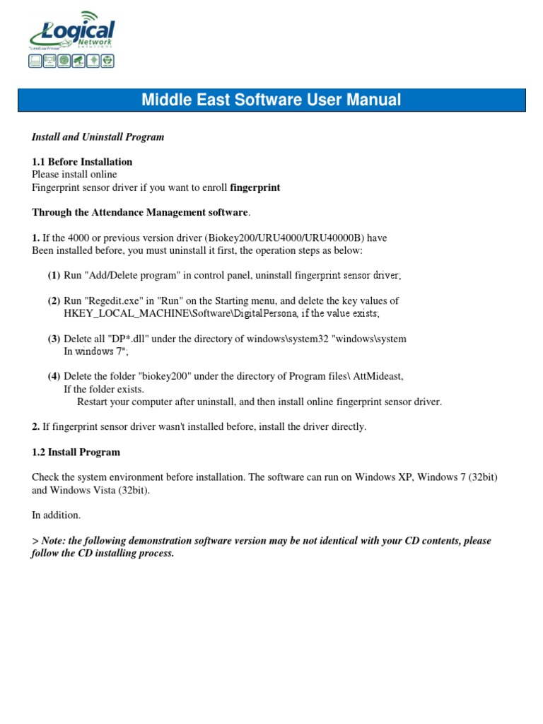 MiddleEast Software User Manual | PDF | Installation (Computer Programs) | Utility Software